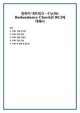 컴퓨터 네트워크 - Cyclic Redundancy Check[CRC]에 대해서-1페이지
