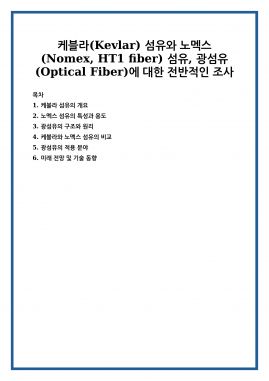 케블라(Kevlar) 섬유와 노멕스(Nomex, HT1 fiber) 섬유, 광섬유(Optical Fiber)에 대한 전반적인 조사-1페이지