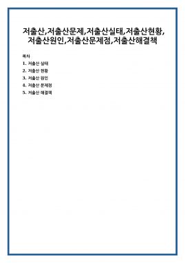 저출산,저출산문제,저출산실태,저출산현황,저출산원인,저출산문제점,저출산해결책-1페이지
