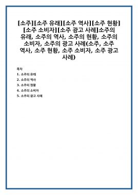 [소주][소주 유래][소주 역사][소주 현황][소주 소비자][소주 광고 사례]소주의 유래, 소주의 역사, 소주의 현황, 소주의 소비자, 소주의 광고 사례(소주, 소주 역사, 소주 현황, 소주 소비자, 소주 광고 사례)-1페이지