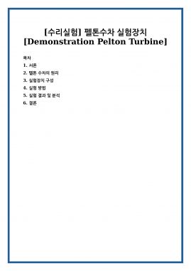 [수리실험] 펠톤수차 실험장치 [Demonstration Pelton Turbine]-1페이지
