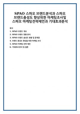SPAO 스파오 브랜드분석과 스파오 브랜드충성도 향상위한 마케팅조사및 스파오 마케팅전략제언과 기대효과분석-1페이지