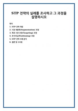 STP 전략 개념 및 STP 전략 사례 분석-1페이지