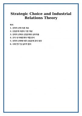 Strategic Choice and Industrial Relations Theory-1페이지