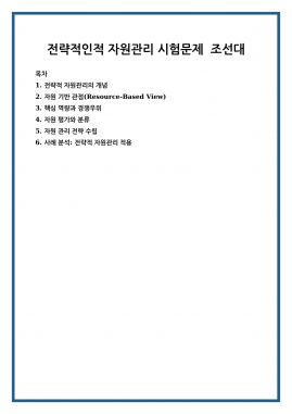 전략적인적 자원관리 시험문제  조선대-1페이지