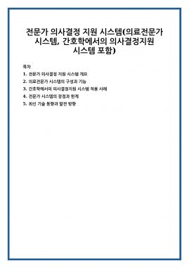 전문가 의사결정 지원 시스템(의료전문가 시스템, 간호학에서의 의사결정지원 시스템 포함)-1페이지
