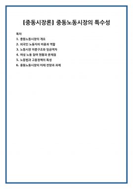[중동시장론] 중동노동시장의 특수성-1페이지