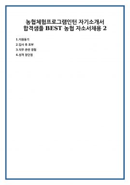 농협체험프로그램인턴 자기소개서 합격샘플 BEST 농협 자소서채용 2-1페이지