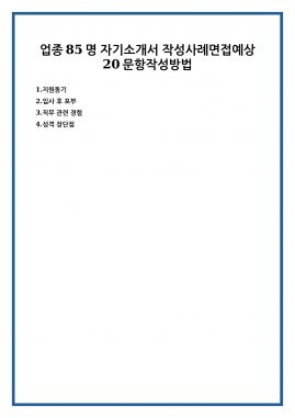 업종85명 자기소개서 작성사례면접예상20문항작성방법-1페이지