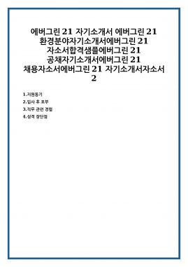 에버그린21 자기소개서 에버그린21환경분야자기소개서에버그린21자소서합격샘플에버그린21공채자기소개서에버그린21채용자소서에버그린21 자기소개서자소서 2-1페이지