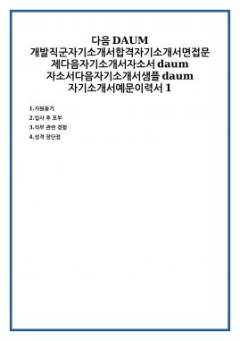 다음DAUM개발직군자기소개서합격자기소개서면접문제다음자기소개서자소서daum자소서다음자기소개서샘플daum자기소개서예문이력서1-1페이지