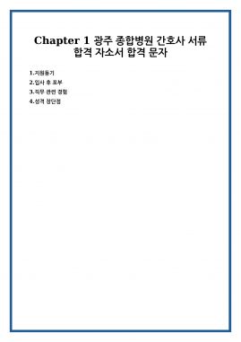 Chapter 1 광주 종합병원 간호사 서류 합격 자소서 문자-1페이지