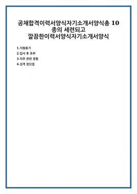 공채합격이력서양식자기소개서양식총 10종의 세련되고 깔끔한이력서양식자기소개서양식-1페이지