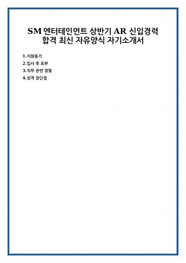 SM??????????????? 상반기 AR 신입경력 합격 최신 자유양식 자기소개서-1페이지