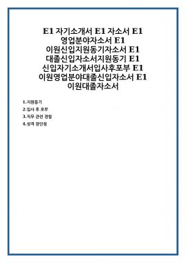 E1자기소개서 E1자소서 E1영업분야자소서 E1이원신입지원동기자소서 E1대졸신입자소서지원동기 E1신입자기소개서입사후포부 E1이원영업분야대졸신입자소서 E1이원대졸자소서-1페이지