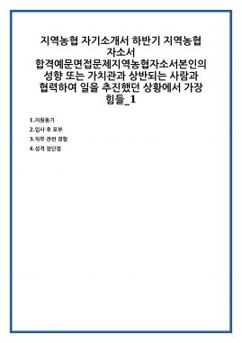 지역농협 자기소개서 하반기 자소서 합격예문면접문제지역농협자소서본인의 성향 또는 가치관과 상반되는 사람과 협력하여 일을 추진했던 상황에서 가장 힘들_1-1페이지