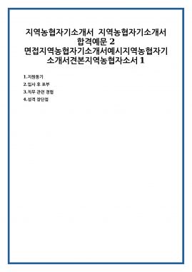 지역농협자기소개서 합격예문 2면접지역농협자기소개서예시지역농협자기소개서견본지역농협자소서1-1페이지