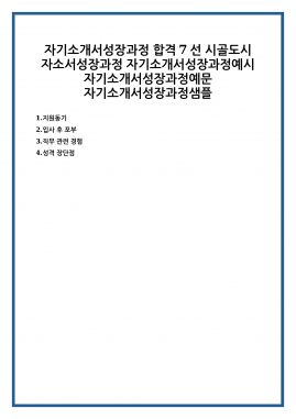 자기소개서성장과정 합격7선 시골도시 자소서성장과정 자기소개서성장과정예시 자기소개서성장과정예문 자기소개서성장과정샘플-1페이지
