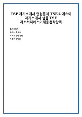TSE자기소개서 면접문제 TSE티에스이 자기소개서 샘플 TSE자소서티에스이채용첨삭항목-1페이지