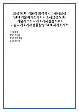 삼성SDI 기술직 합격자기소개서삼성SDI기술자기소개서자소서삼성SDI기술자소서자기소개서삼성SDI기술자기소개서샘플삼성SDI자기소개서-1페이지