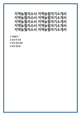 지역농협자소서 지역농협자기소개서-1페이지