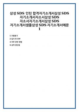 삼성SDS 인턴 합격자기소개서삼성SDS자기소개서자소서삼성SDS자소서자기소개서삼성SDS자기소개서샘플삼성SDS자기소개서예문1-1페이지