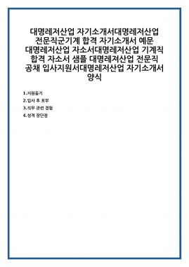 대명레저산업 자기소개서대명레저산업 전문직군기계 합격 자기소개서 예문 자소서대명레저산업 기계직 자소서 샘플 대명레져산업 전문직 공채 입사지원서대명레저산업 양식-1페이지