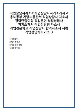 직업상담사자소서직업상담사자기소개서고용노동부 지방노동관서 직업상담사 자소서 경력단절여성 직업훈련 자기소개서 직업상담원 직업전문학교 합격자소서 시청 직업상담사자기소 3-1페이지