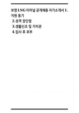 보령LNG터미널 공개채용 자기소개서-1페이지