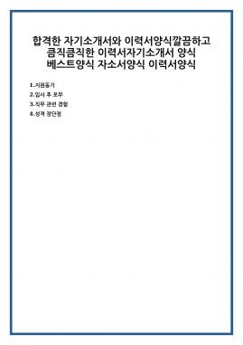 합격한 자기소개서와 이력서양식깔끔하고 큼직큼직한 이력서자기소개서 양식 베스트양식 자소서양식 이력서양식-1페이지