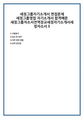 세정그룹자기소개서 면접문제 세정그룹영업 자기소개서 합격예문 세정그룹자소서전역장교세정자기소개서세정자소서1-1페이지
