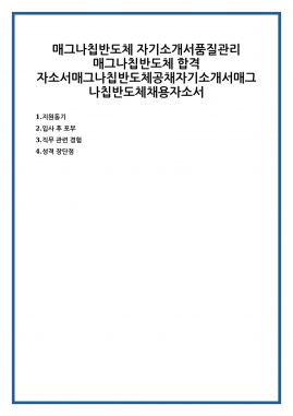 매그나칩반도체 자기소개서품질관리 합격 자소서매그나칩반도체공채자기소개서매그나칩반도체채용자소서-1페이지