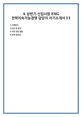 A 상반기 신입사원 ESG 전략지속가능경영 담당자 자기소개서11-1페이지