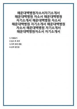 해운대백병원자소서자기소개서 해운대백병원 자소서 자기소개서 해운대백병원자소서-1페이지