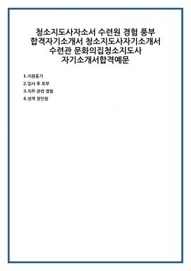 청소지도사자소서 수련원 경험 풍부 합격자기소개서 청소지도사자기소개서 수련관 문화의집청소지도사 자기소개서합격예문-1페이지