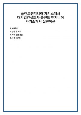 플랜트엔지니어 자기소개서 대기업건설회사 플랜트 엔지니어 실전예문-1페이지