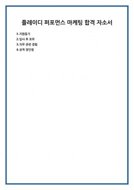 플레이디 퍼포먼스 마케팅 합격 자소서-1페이지