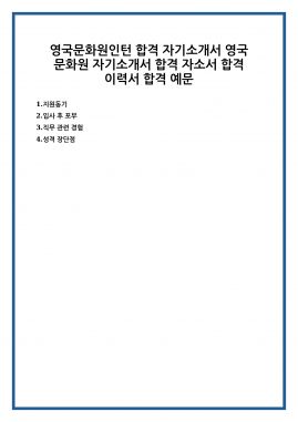 영국문화원인턴 합격 자기소개서 영국 문화원 자소서 이력서 예문-1페이지