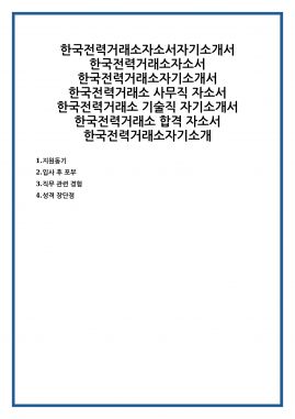 한국전력거래소자소서자기소개서 한국전력거래소자소서 한국전력거래소자기소개서 한국전력거래소 사무직 자소서 기술직 자기소개서 합격 한국전력거래소자기소개-1페이지