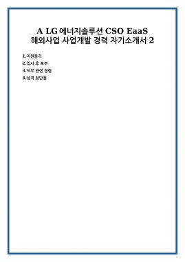 A LG에너지솔루션 CSO EaaS 해외사업 사업개발 경력 자기소개서 2-1페이지