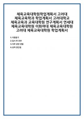 체육교육대학원학업계획서 고려대 체육교육학과 학업계획서 고려대학교 체육교육과 교육대학원 연구계획서 연세대 체육교육대학원 이화여대-1페이지