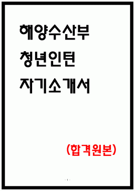 해양수산부 청년인턴 자소서-1페이지