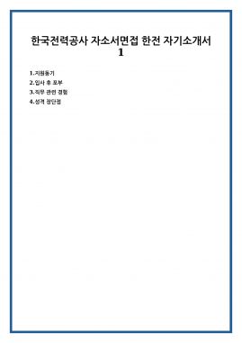 한국전력공사 자소서면접 한전 자기소개서1-1페이지