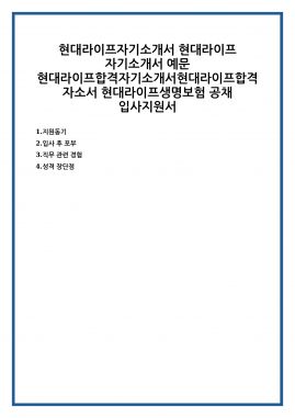 현대라이프자기소개서 현대라이프 자기소개서 예문 현대라이프합격자기소개서현대라이프합격자소서 현대라이프생명보험 공채 입사지원서-1페이지