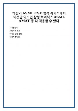 하반기 ASML CSE 합격 자기소개서 이것만 있으면 삼성 하이닉스 AMAT 등 다 적용할 수 있다-1페이지