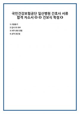 국민건강보험공단 일산병원 간호사 서류 합격 자소서 O 건보식 학점O-1페이지