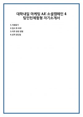대학내일 마케팅AE소셜캠페인4팀인턴체험형 자기소개서-1페이지