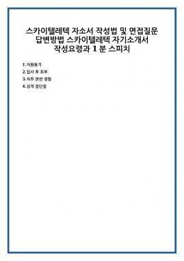 스카이텔레텍 자소서 작성법 및 면접질문 답변방법 자기소개서 작성요령과 1분 스피치-1페이지