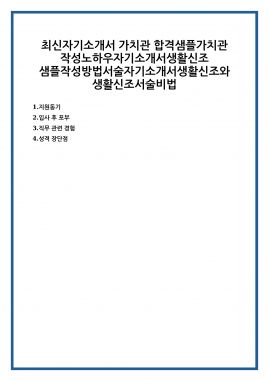 최신자기소개서 가치관 합격샘플가치관 작성노하우자기소개서생활신조 샘플작성방법서술자기소개서생활신조와 생활신조서술비법-1페이지