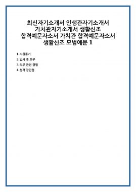 최신자기소개서 인생관자기소개서 가치관자기소개서 생활신조 합격예문자소서 가치관 모범예문1-1페이지